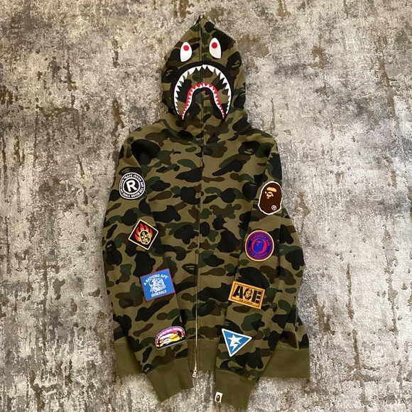 Bape | Sweaters | Bape Camo Hoodie With Patches Mens Xl | Poshmark